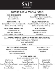 Family Style Menu - SALT