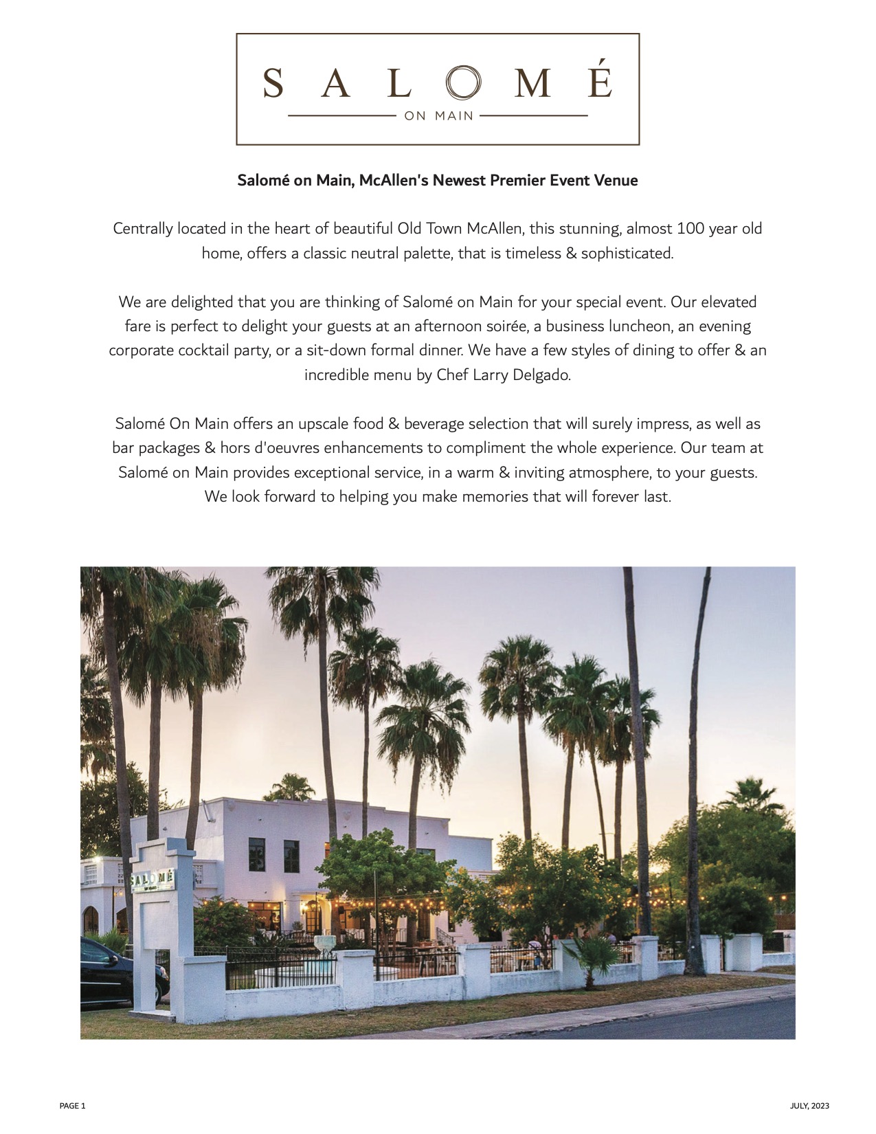 Salome on Main Venue Package 1 - SALT