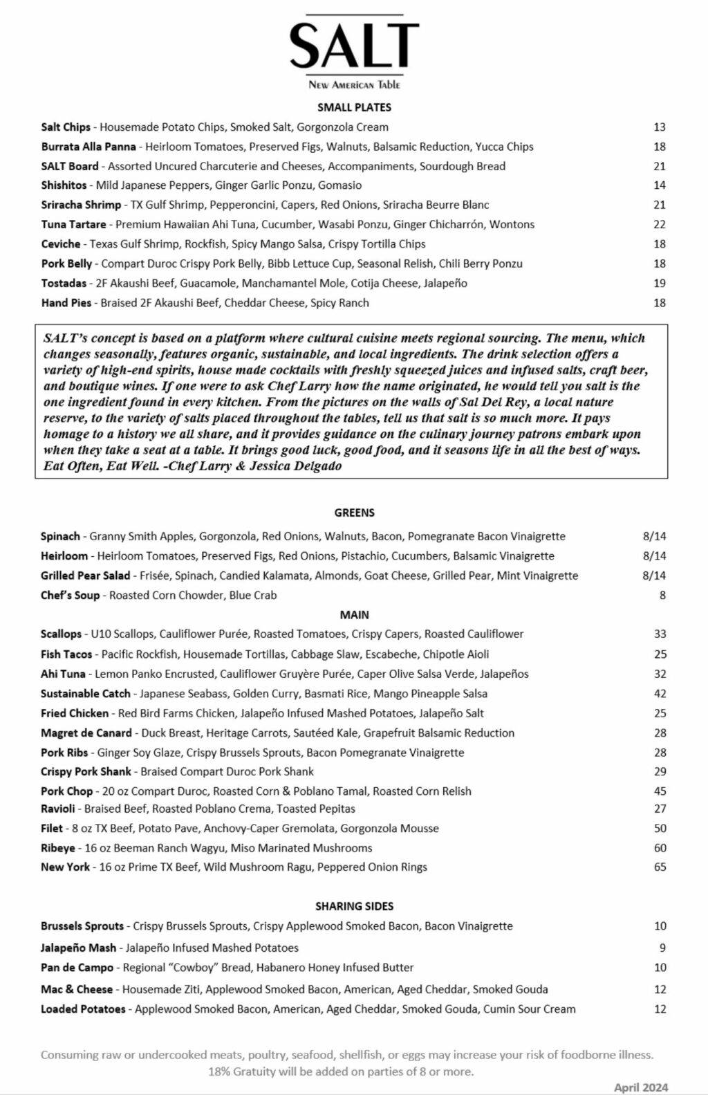 Menu - SALT